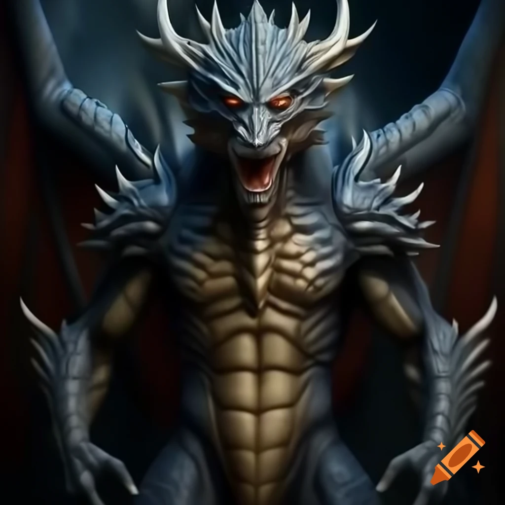 Full body humanoid dragon character on Craiyon