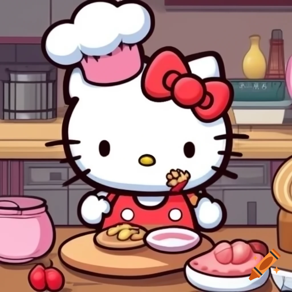 Hello kitty as a chef character on Craiyon