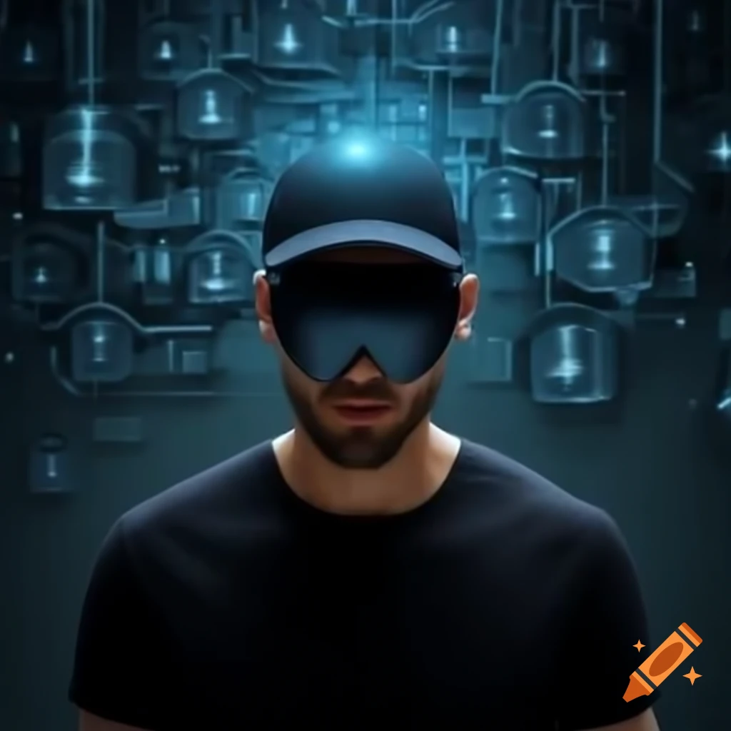 Man wearing cap designed to enhance intelligence with electrical ...