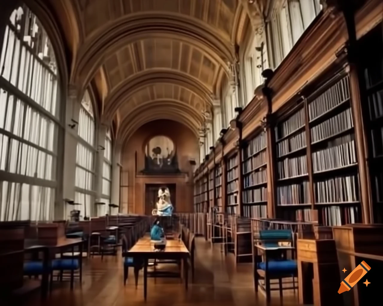 Library setting ideal for interviews on Craiyon