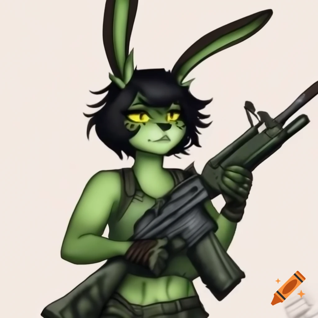 Gritty ink sketch of female anthro rabbit raider in apocalyptic setting ...