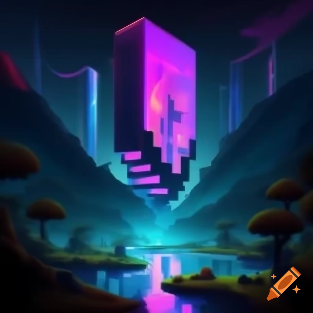 Vibrant Neon SMP logo with ethereal glow and Minecraft pixel art style ...