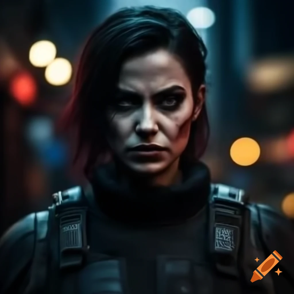 Tactical gear villain from vampire game in dark city street with moonlight on Craiyon