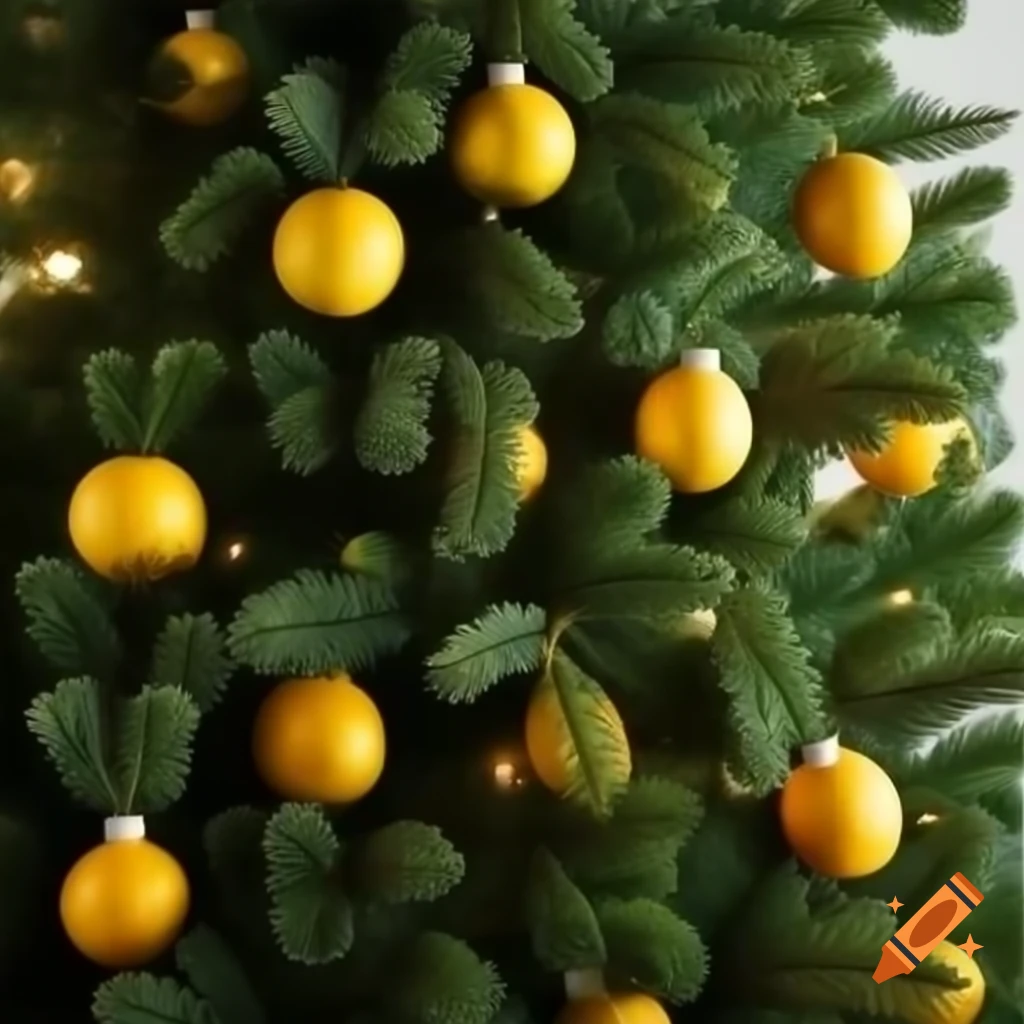 Christmas tree decorated with lemons and kumquats on Craiyon