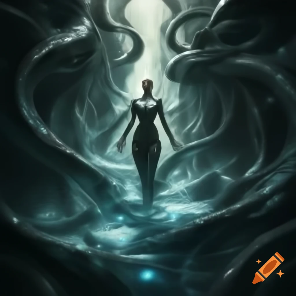 Radiant figure with electric tendrils illuminating metropolis on Craiyon