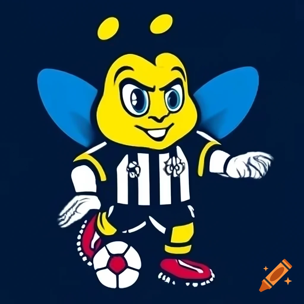 Brentford's Buzz the Bee mascot in football kit on Craiyon
