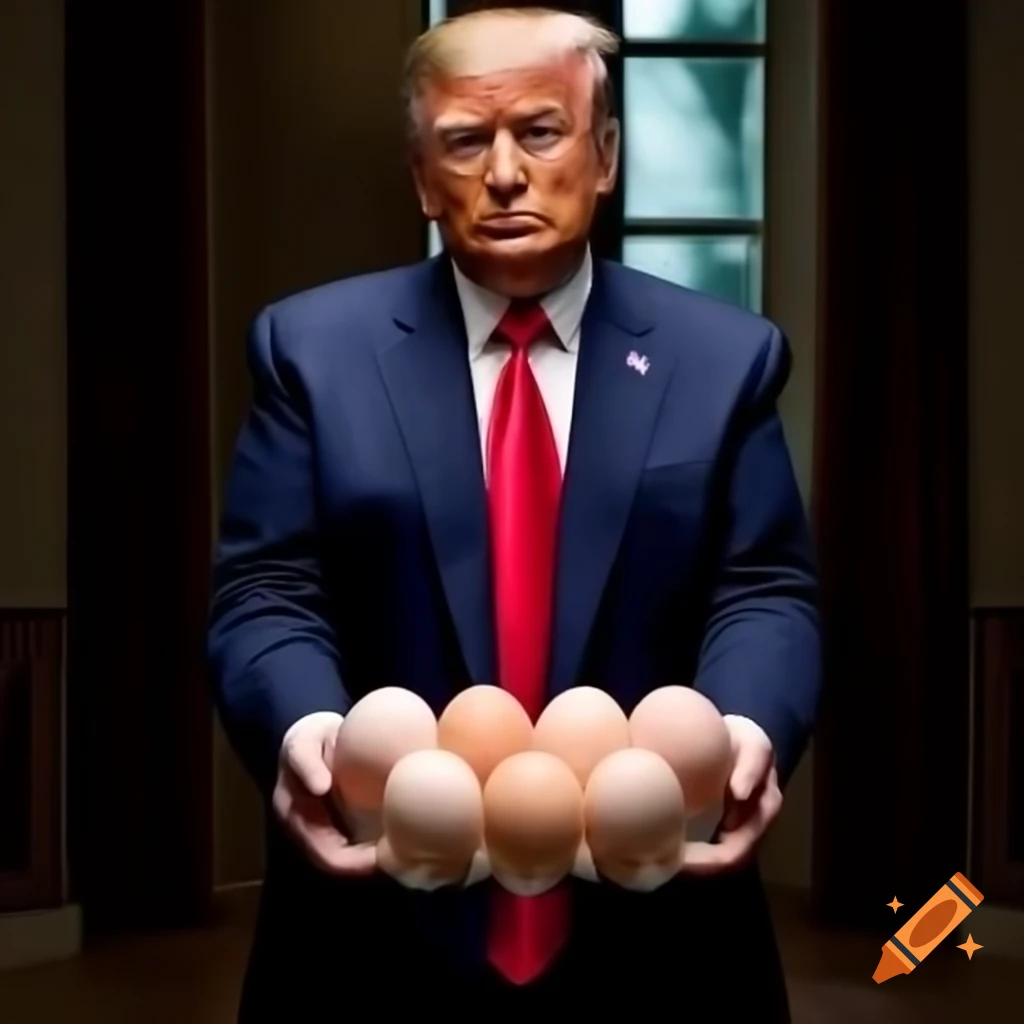 Trump holding eggs on Craiyon