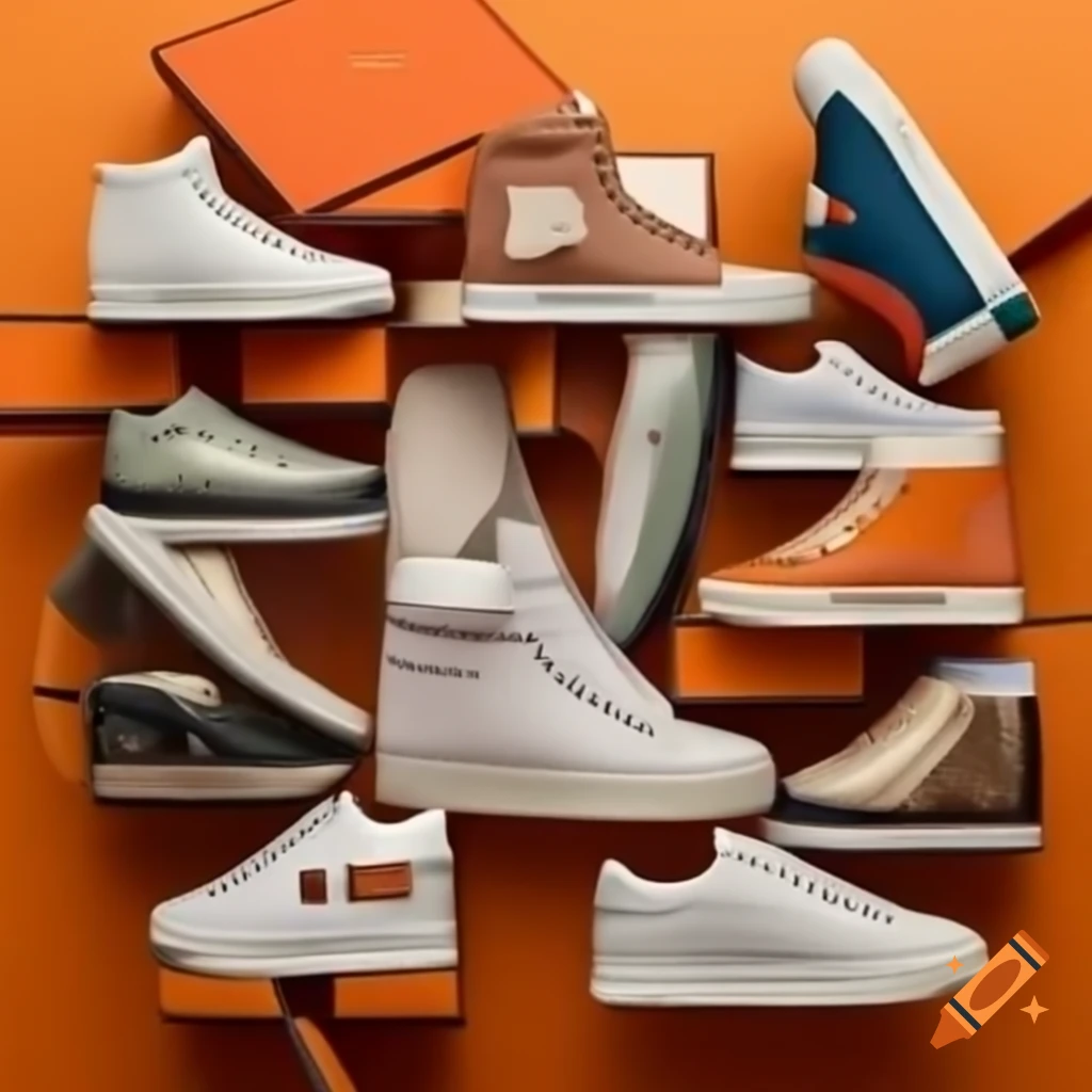 Collection of hermes sneakers showcasing luxury fashion design on Craiyon