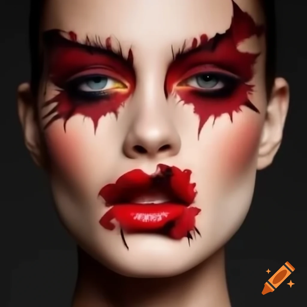 Mod fashion shoot featuring woman with bold red lips and unconventional ...