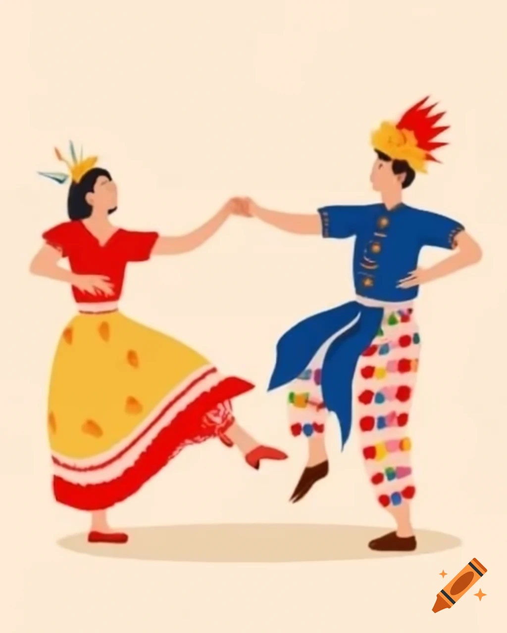 Couple performing ITIK-ITIK folk dance, traditional Philippine cultural expression on Craiyon