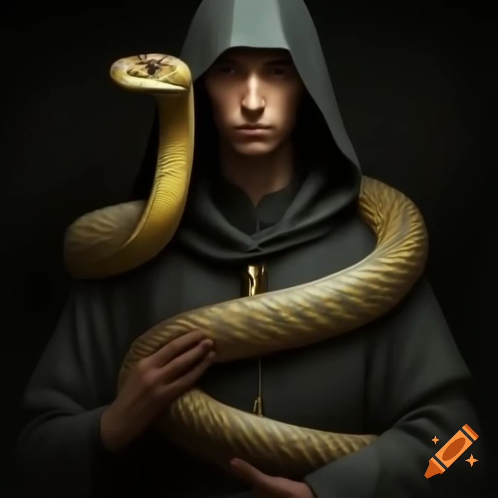 Priest dedicated to a snake god on Craiyon