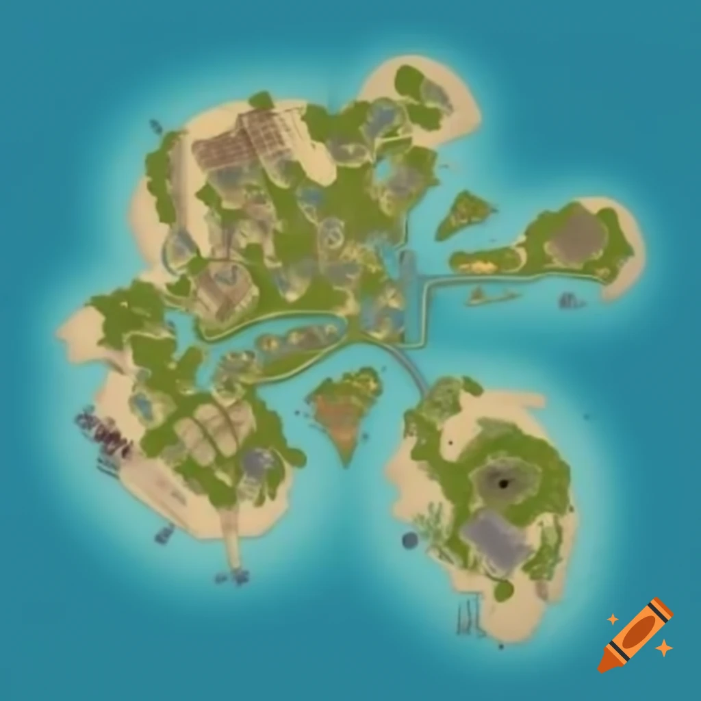 Detailed map of a bustling island city with contemporary urban ...