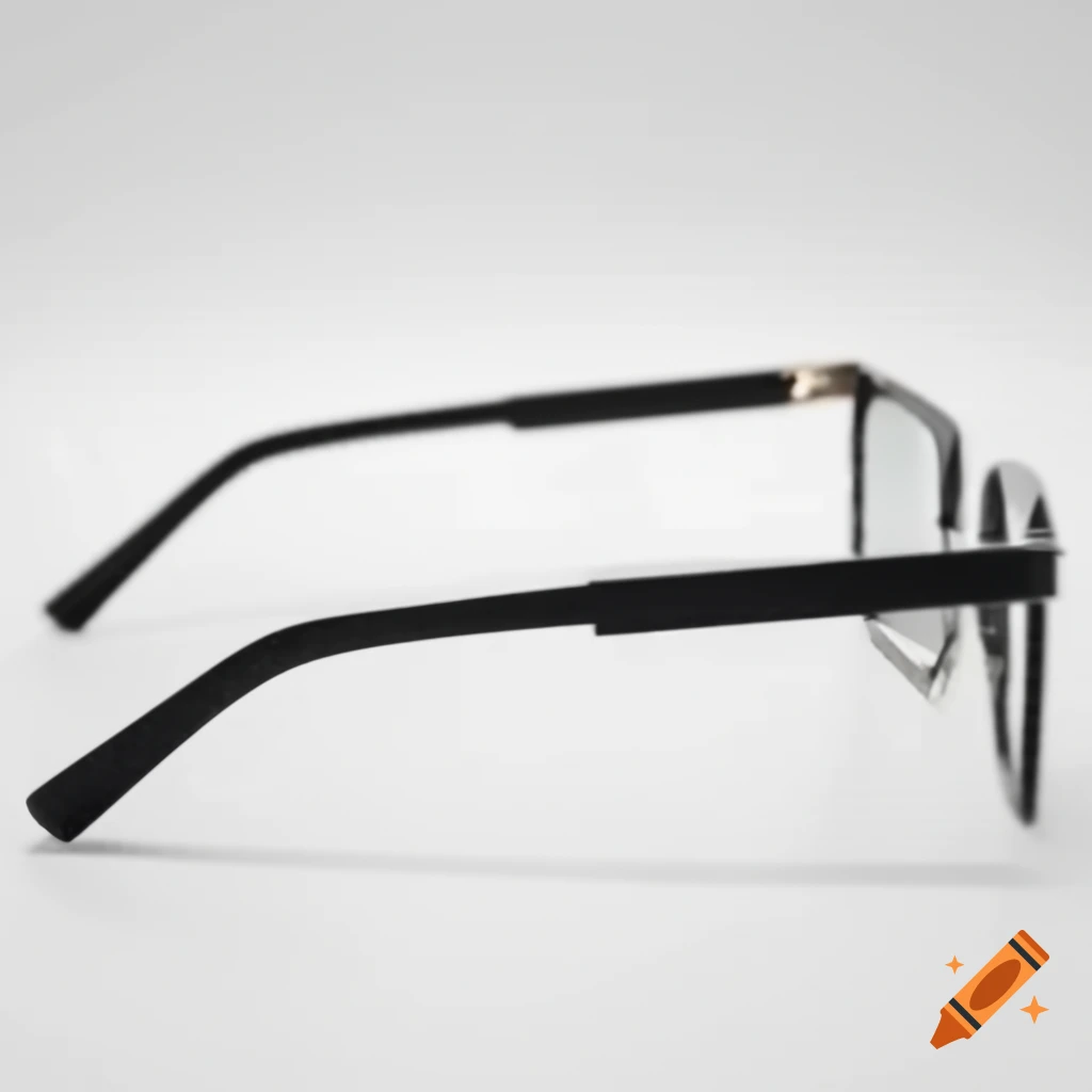 Minimalist eyewear display featuring black steel frames and geometric ...