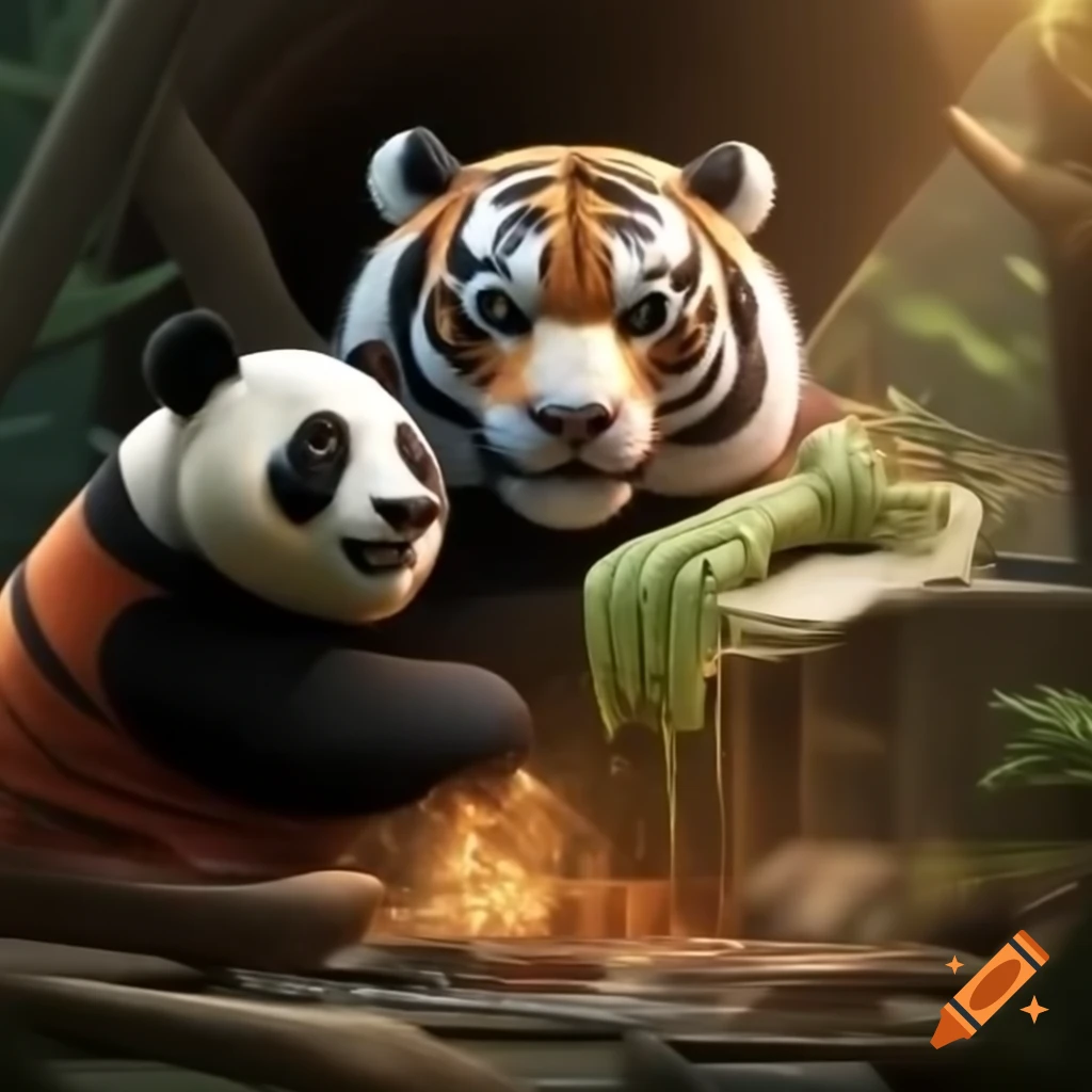 Concept of a new animal hybrid between tiger and panda bear on Craiyon