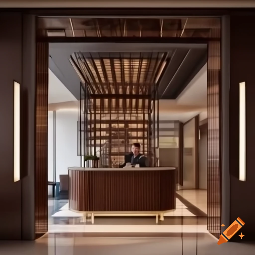 Pharaonic-style hotel counter with elegant background on Craiyon