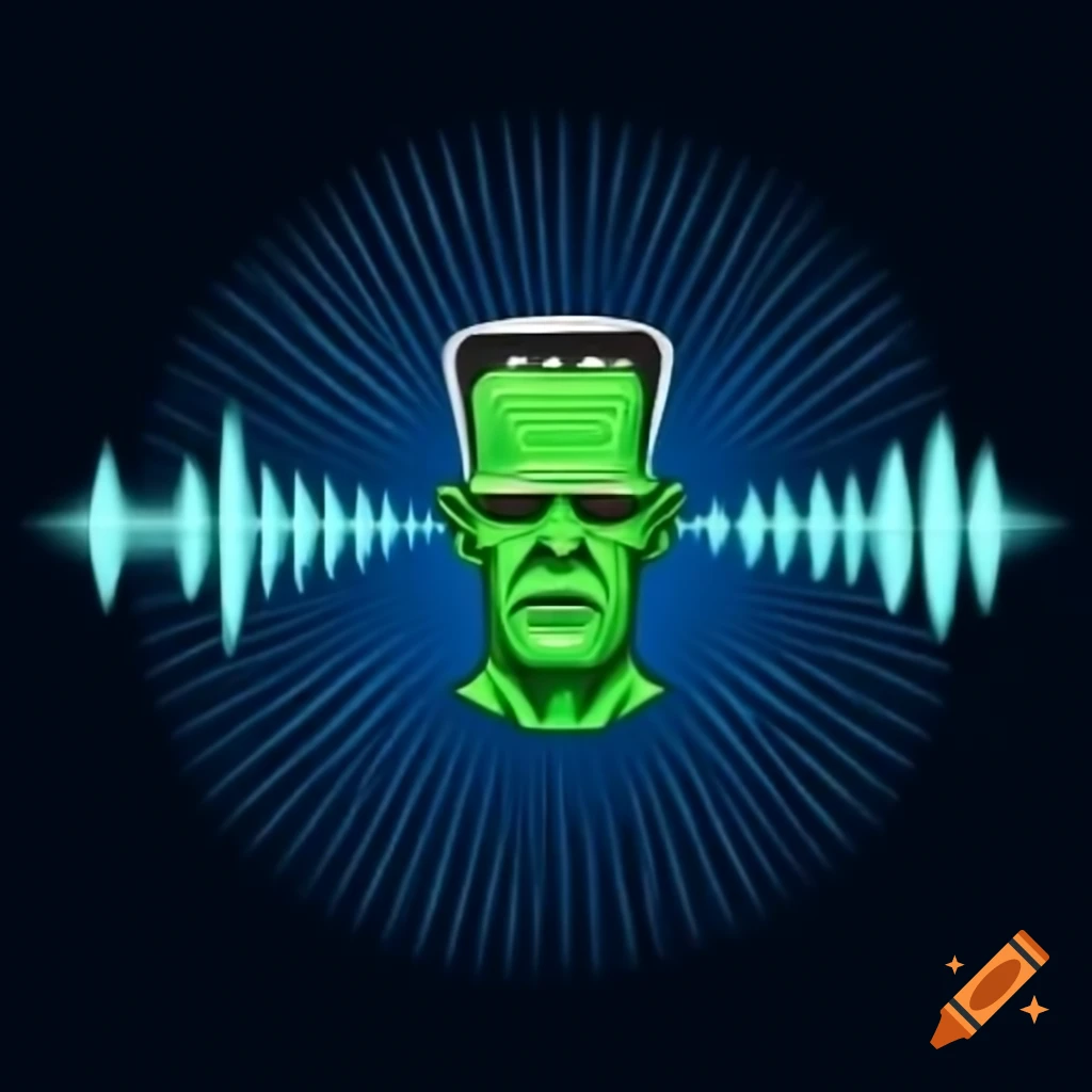 Frankenstein character emitting sound waves on Craiyon