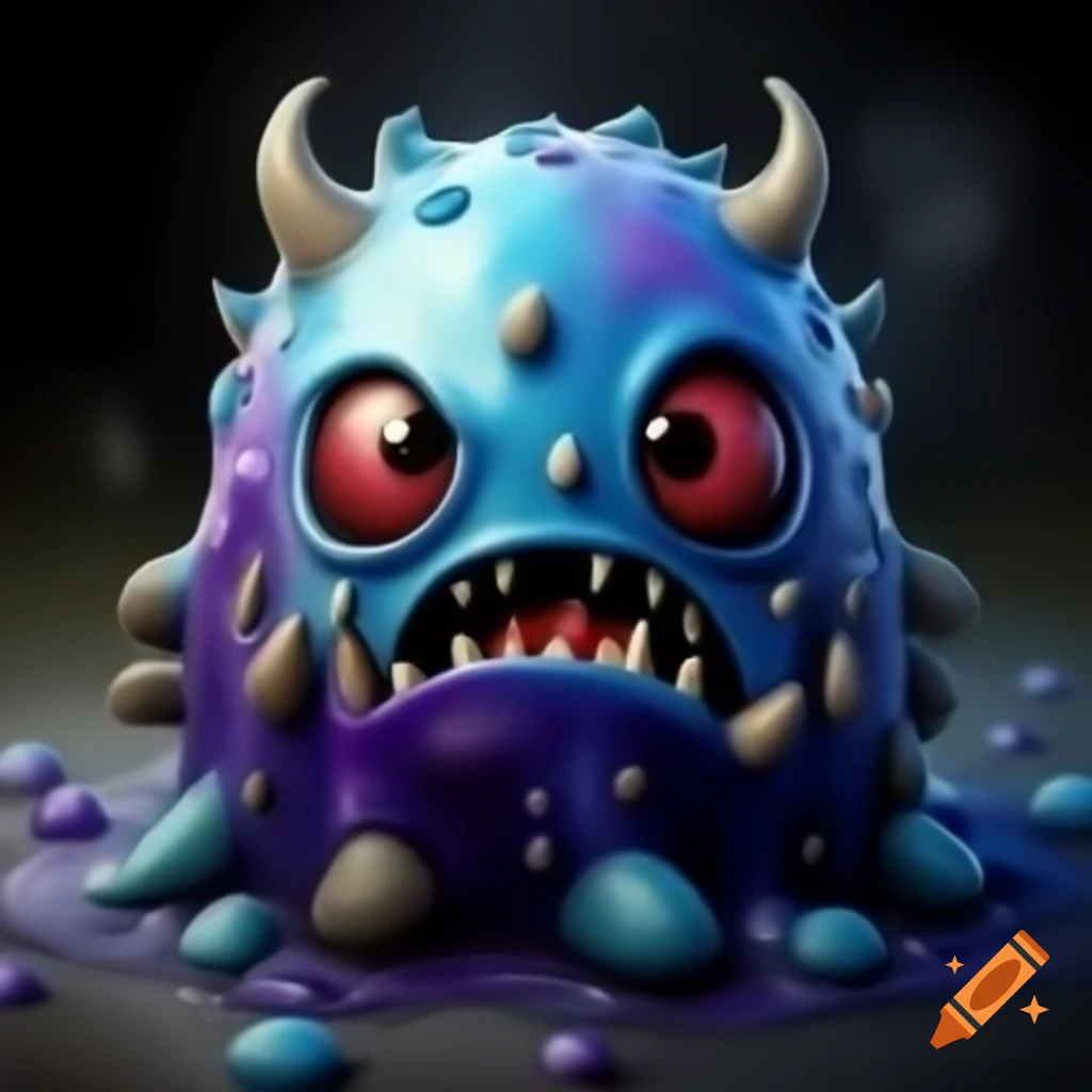 Horror monster gelatinous blob with evil eyes on Craiyon