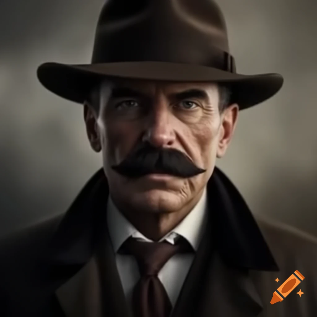 Well-dressed detective with neatly groomed moustache on Craiyon