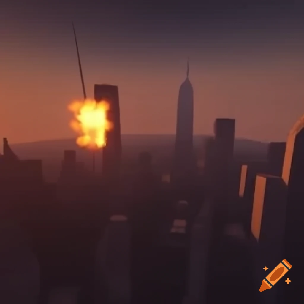 Roblox scene depicting a nuclear explosion in new york city on Craiyon