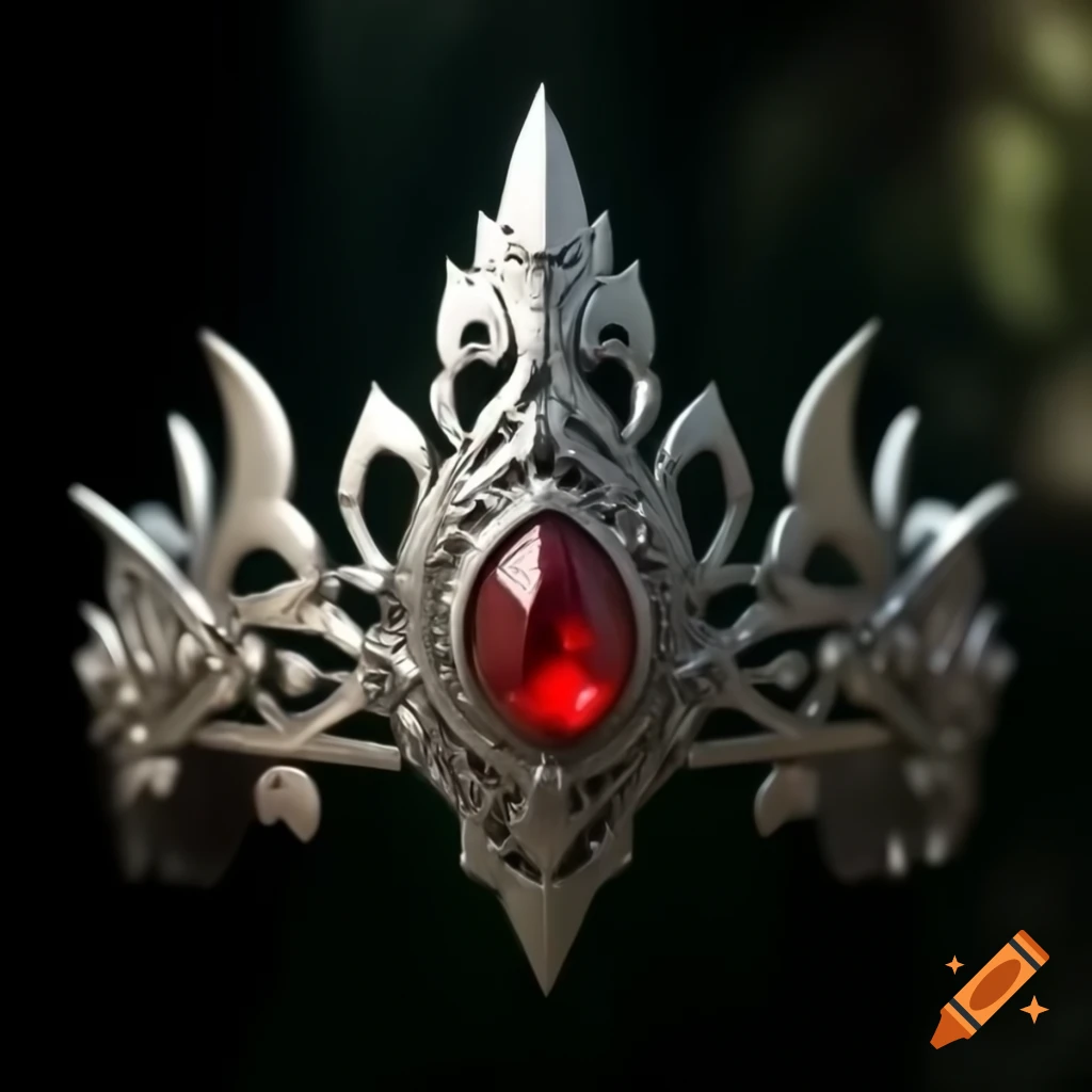 Intricate silver circlet with red gem in fantasy D&D style on Craiyon