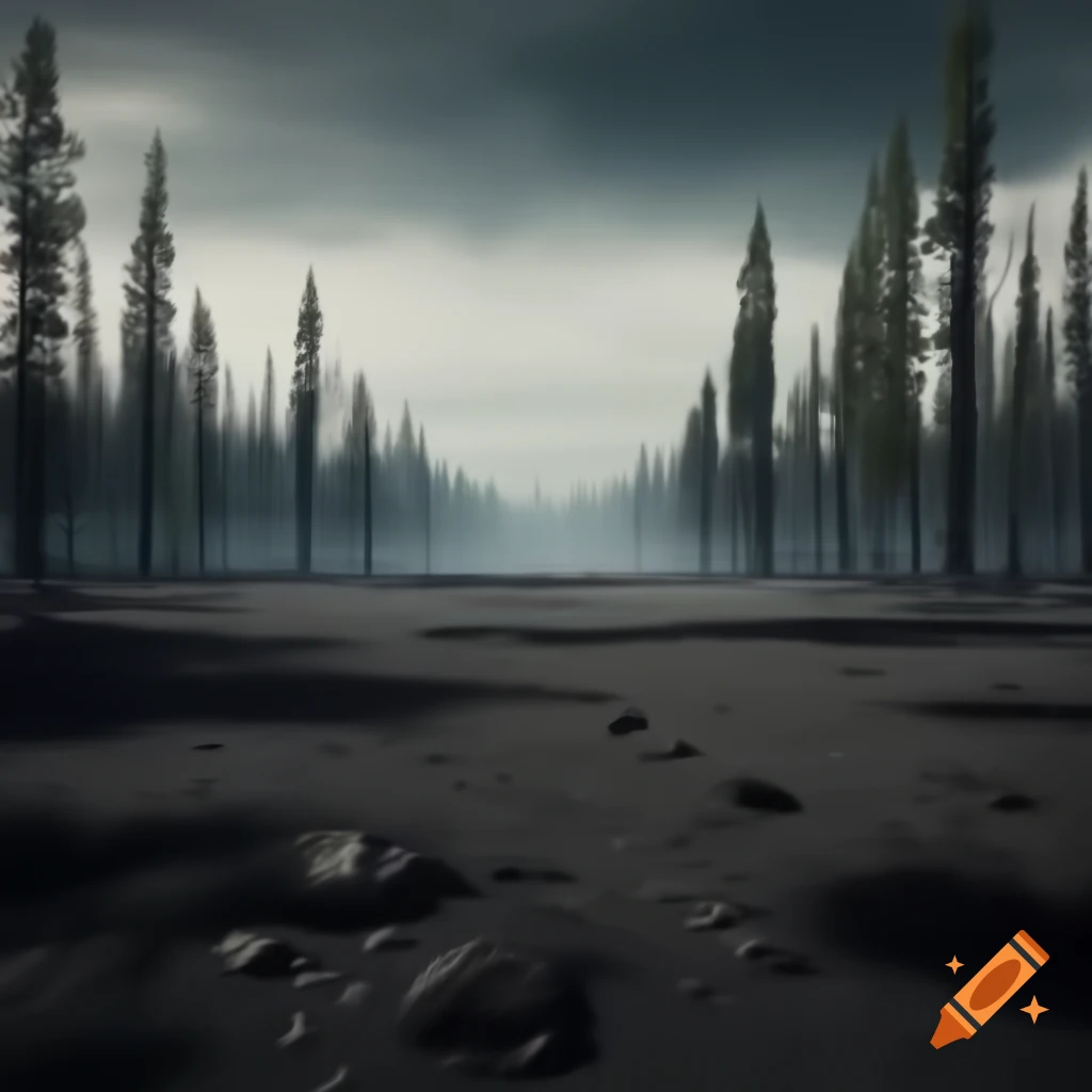 Empty large gray military battlefield with debris and bluish sky on Craiyon