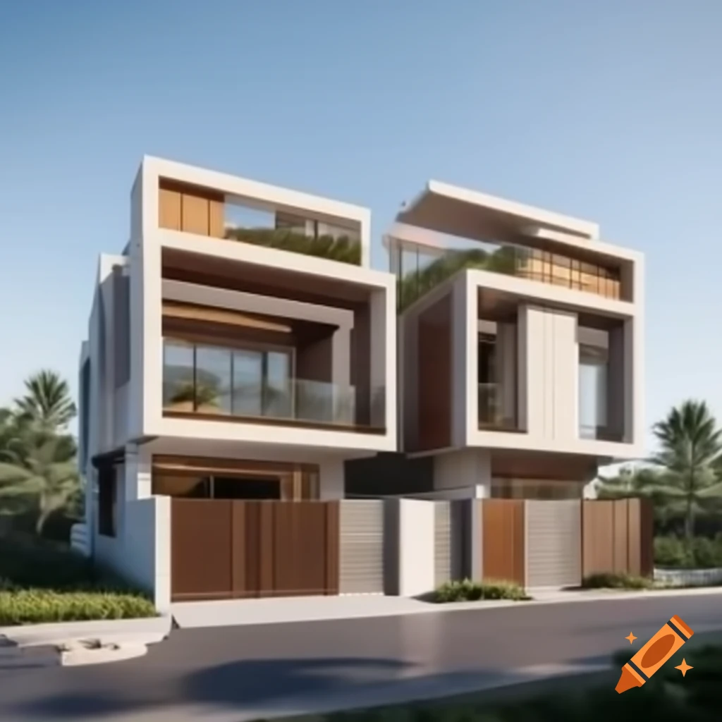 Futuristic villa design with asymmetrical lines, balcony, and mixed ...