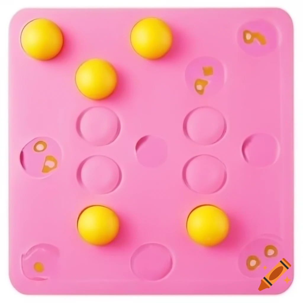 Textured pink board game meeple made from plasticine with yellow spots ...