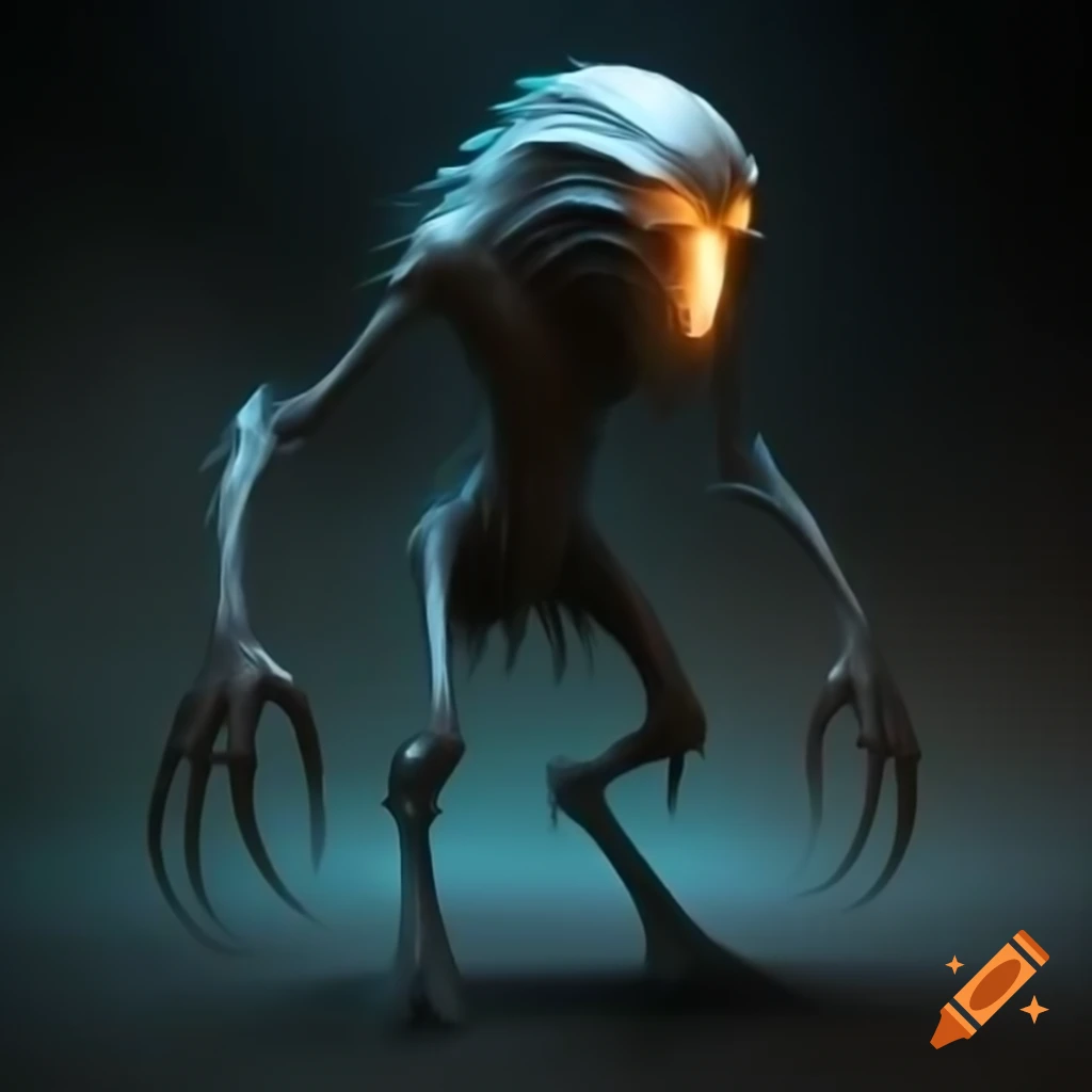 Tall extraterrestrial creature with smooth black exoskeleton and ...