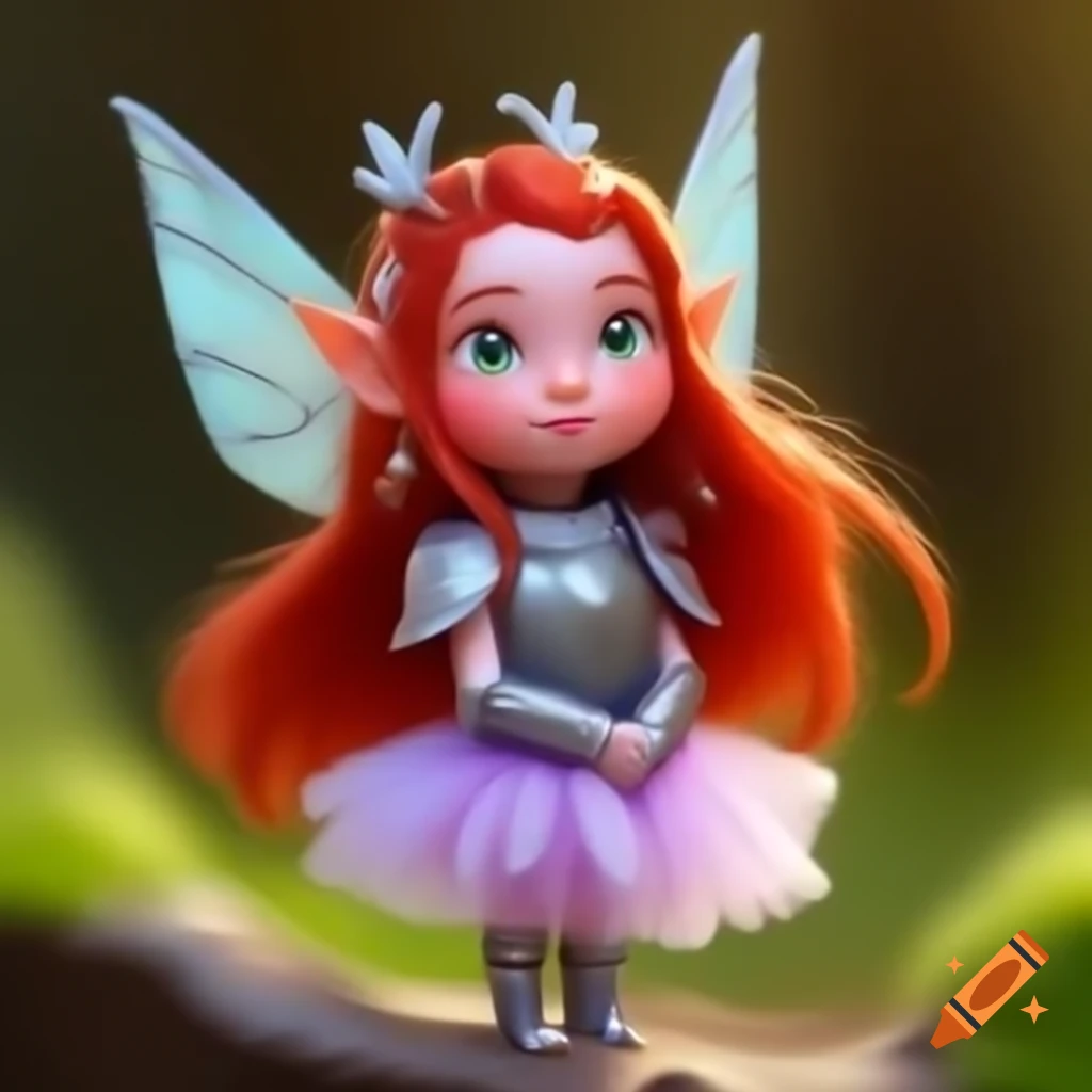 Fantasy toy sugar plum fairy in armor and tutu with red hair and silver ...