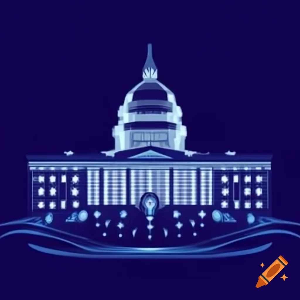 Digital rendition of the White House illuminated with circuits and ...