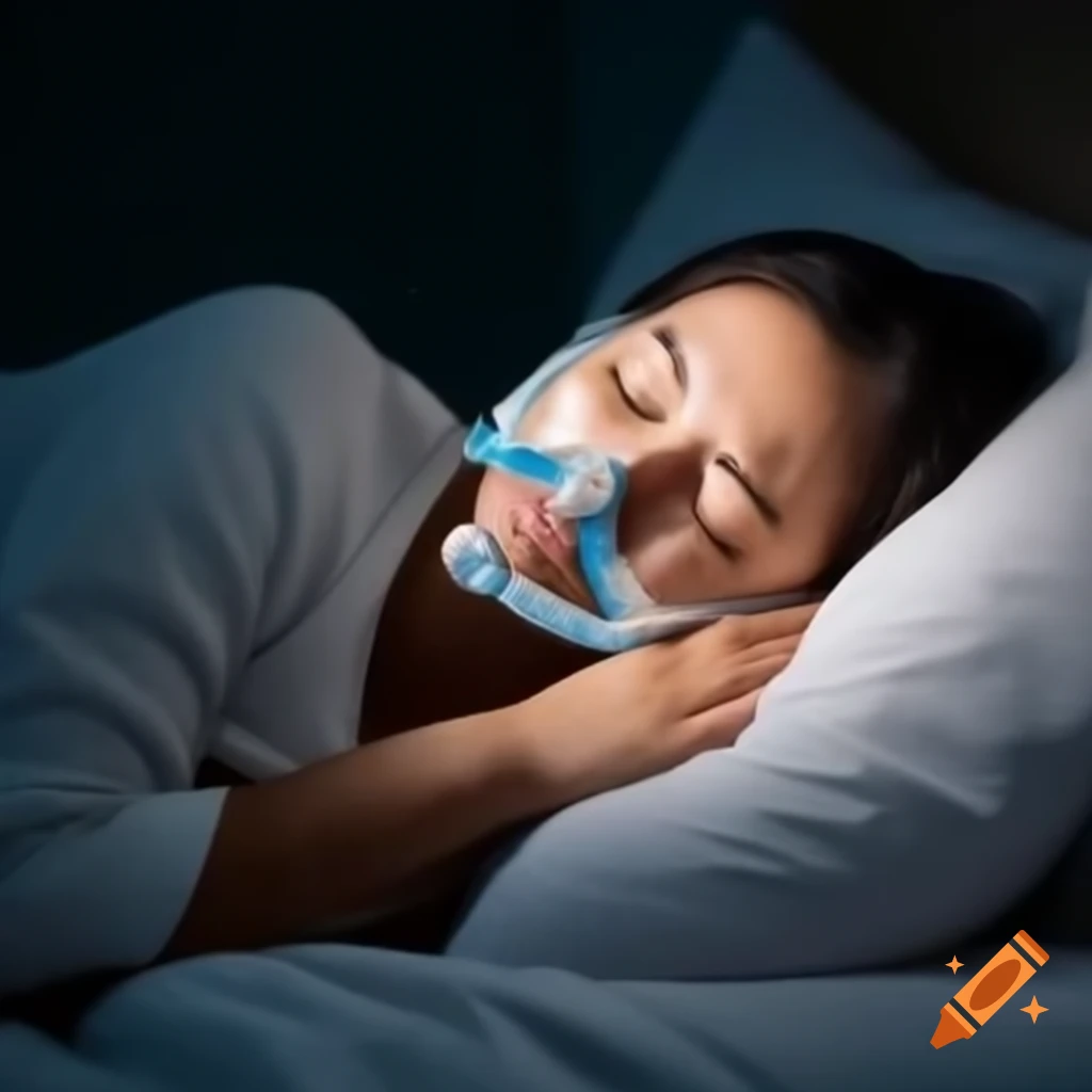 Person removing CPAP mask while in a semi-awake state on Craiyon