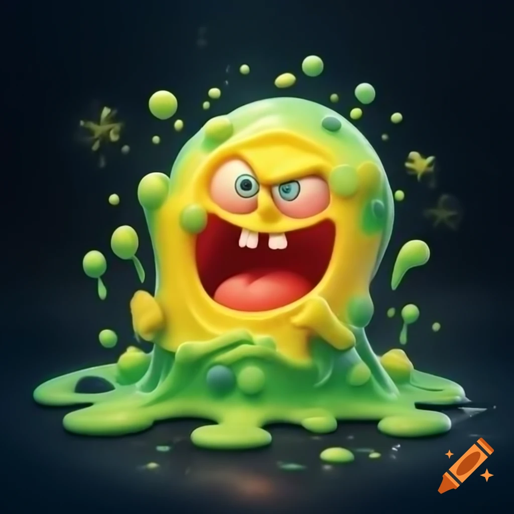 Vibrant slime mold glowing on forest floor reminiscent of spongebob on ...