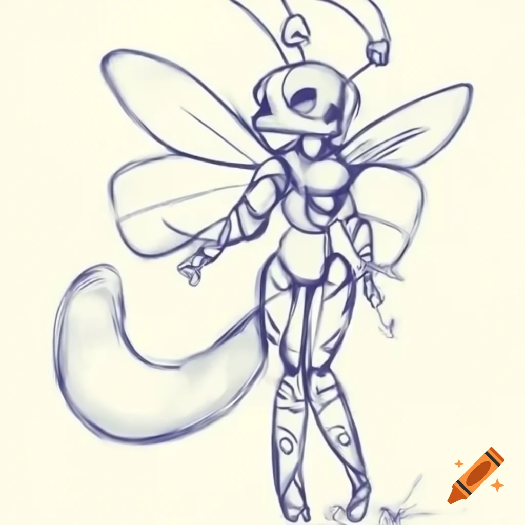 Female bee anthro robot cartoon character design on Craiyon