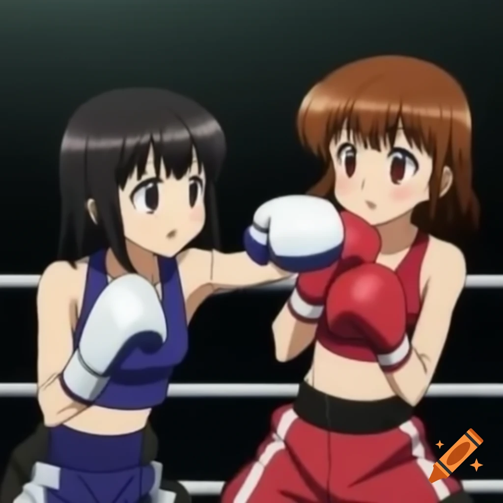 Anime girls boxing in the ring on Craiyon