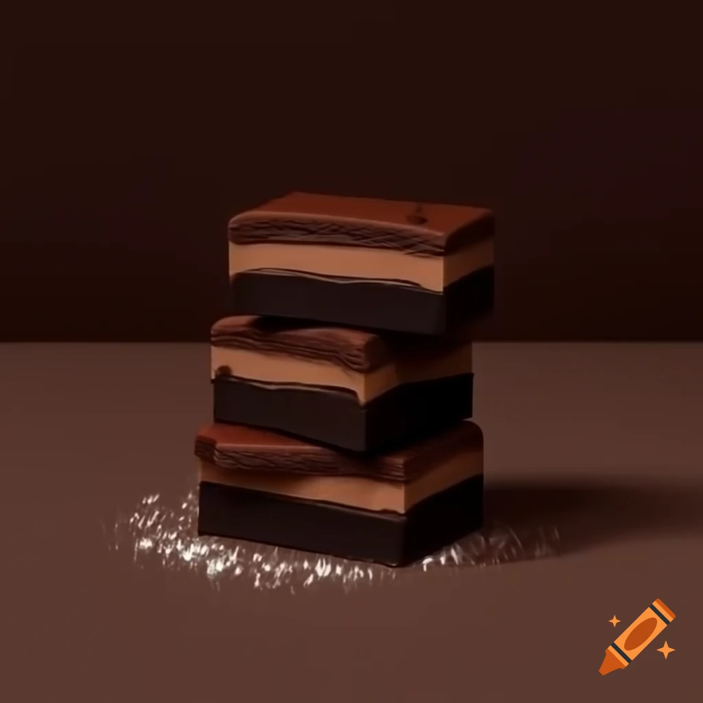 Minimalist 3-layered brownie with solid colors, dark brown, lighter ...