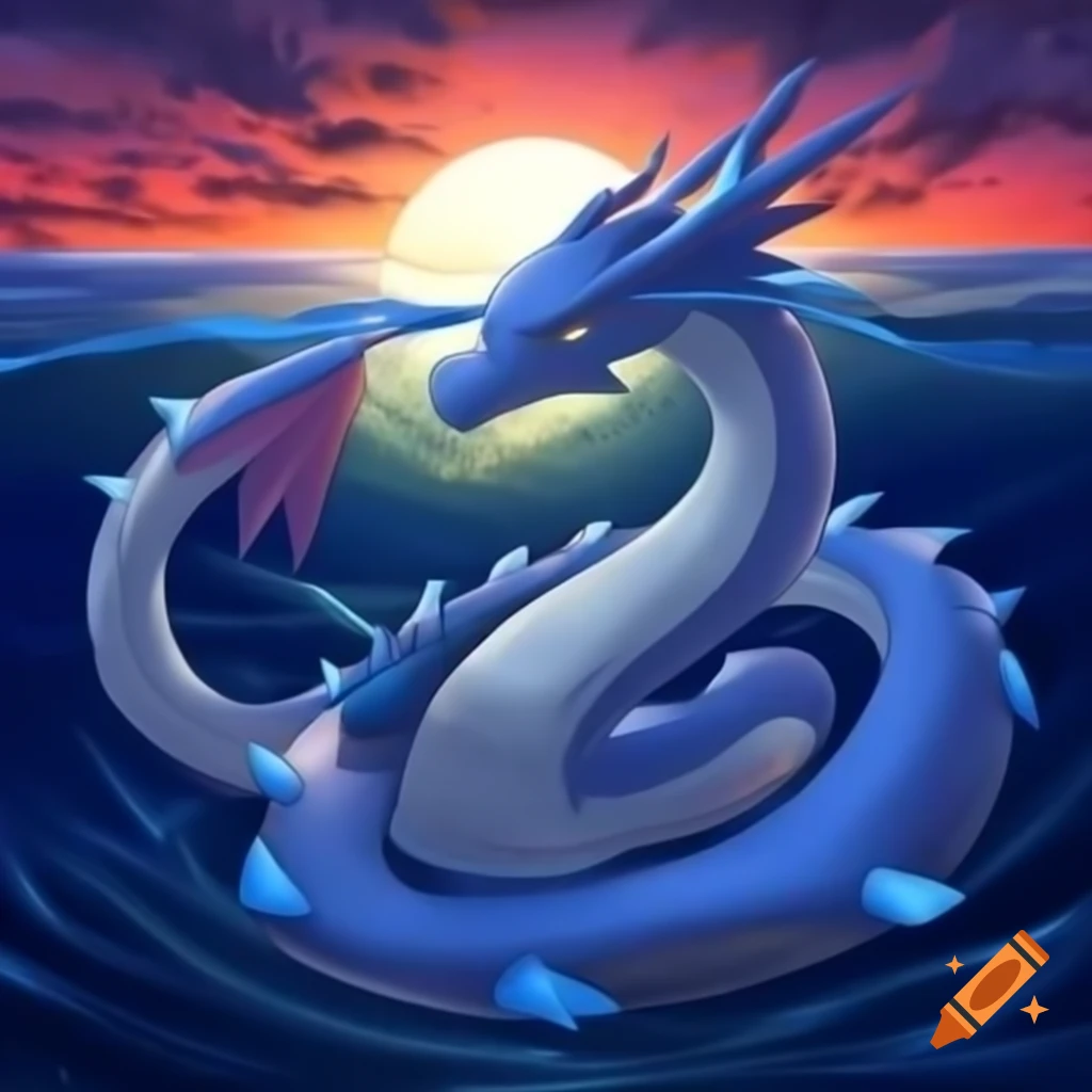 Elegant serpentine water dragon pokémon similar to gyarados with ...