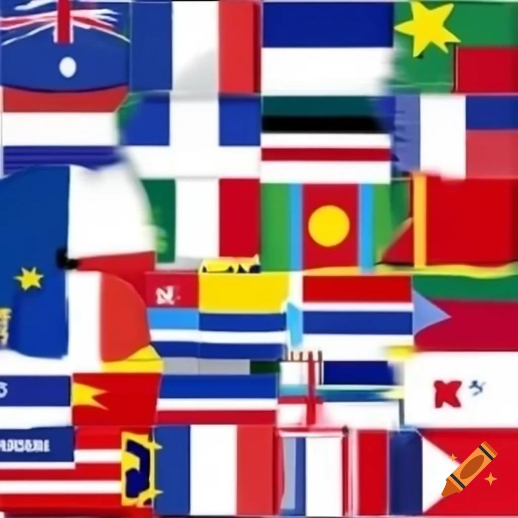 Flags of various french-speaking countries on Craiyon