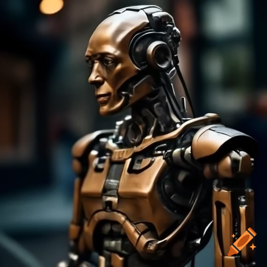 Bronze human-like robot from olden times technology on Craiyon