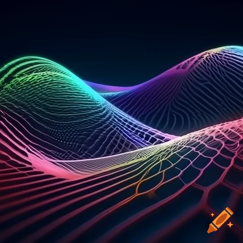 Colorful abstract mesh ripples and bubbles depicting quantum ...