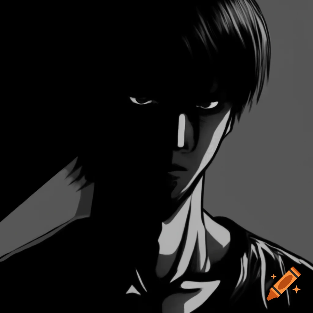 Drawing of a man smirking in shadows on Craiyon