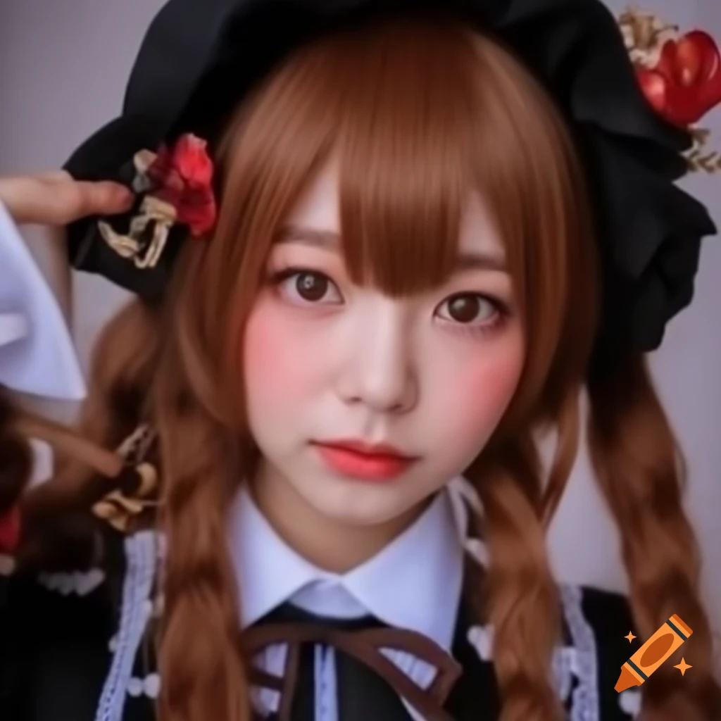 Realistic headshot of cute lolita anime cosplayer with detailed ...