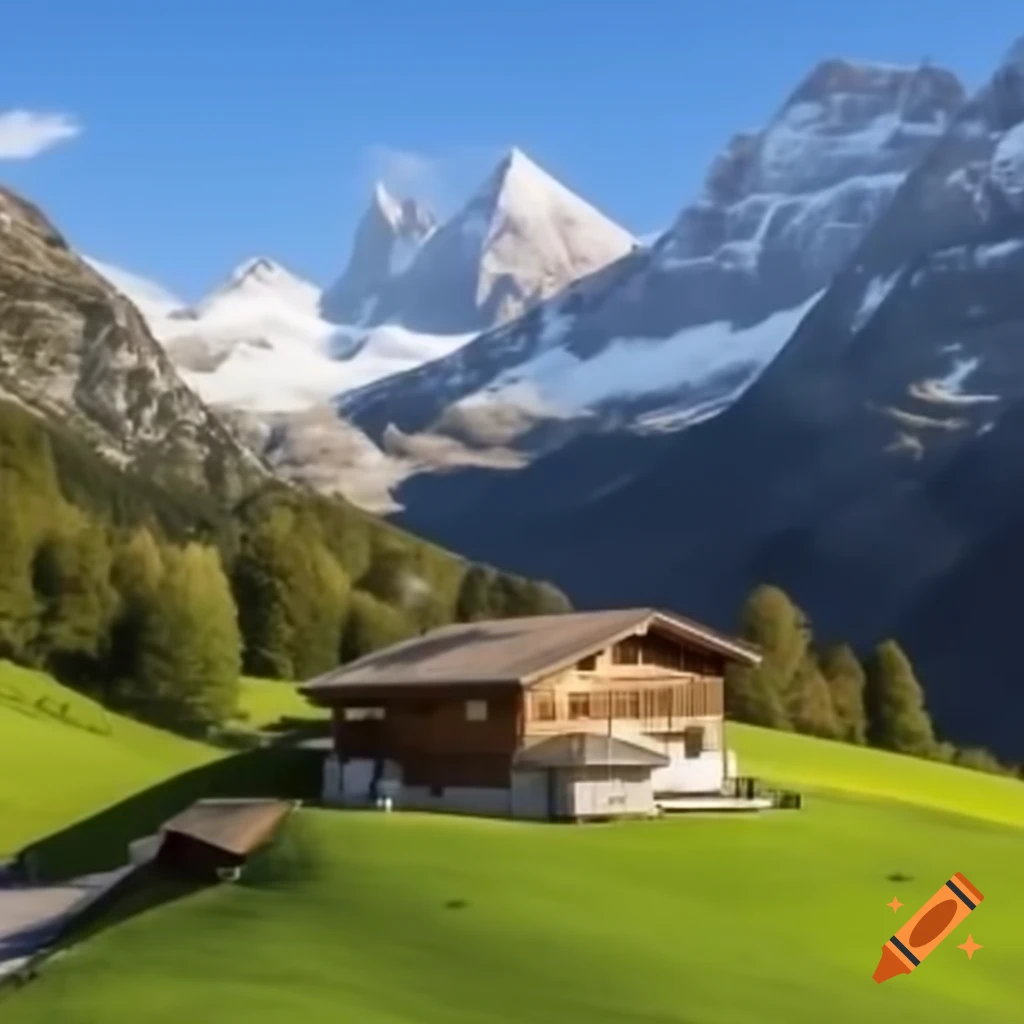 House in the swiss countryside on Craiyon