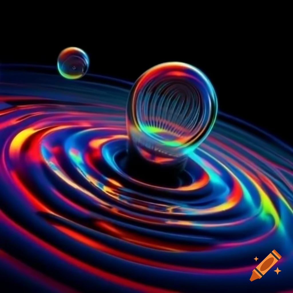 Abstract colorful mesh ripples with bubbles in a quantum style on Craiyon