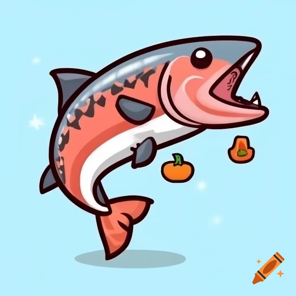Cute salmon swimming on Craiyon