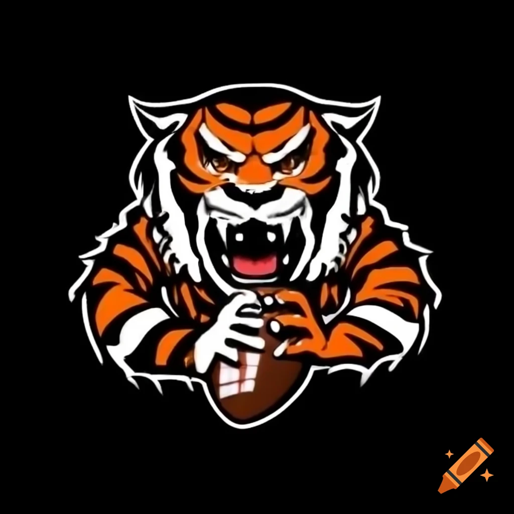 Dynamic logo of bengal tiger holding football, inspired by nfl and ...