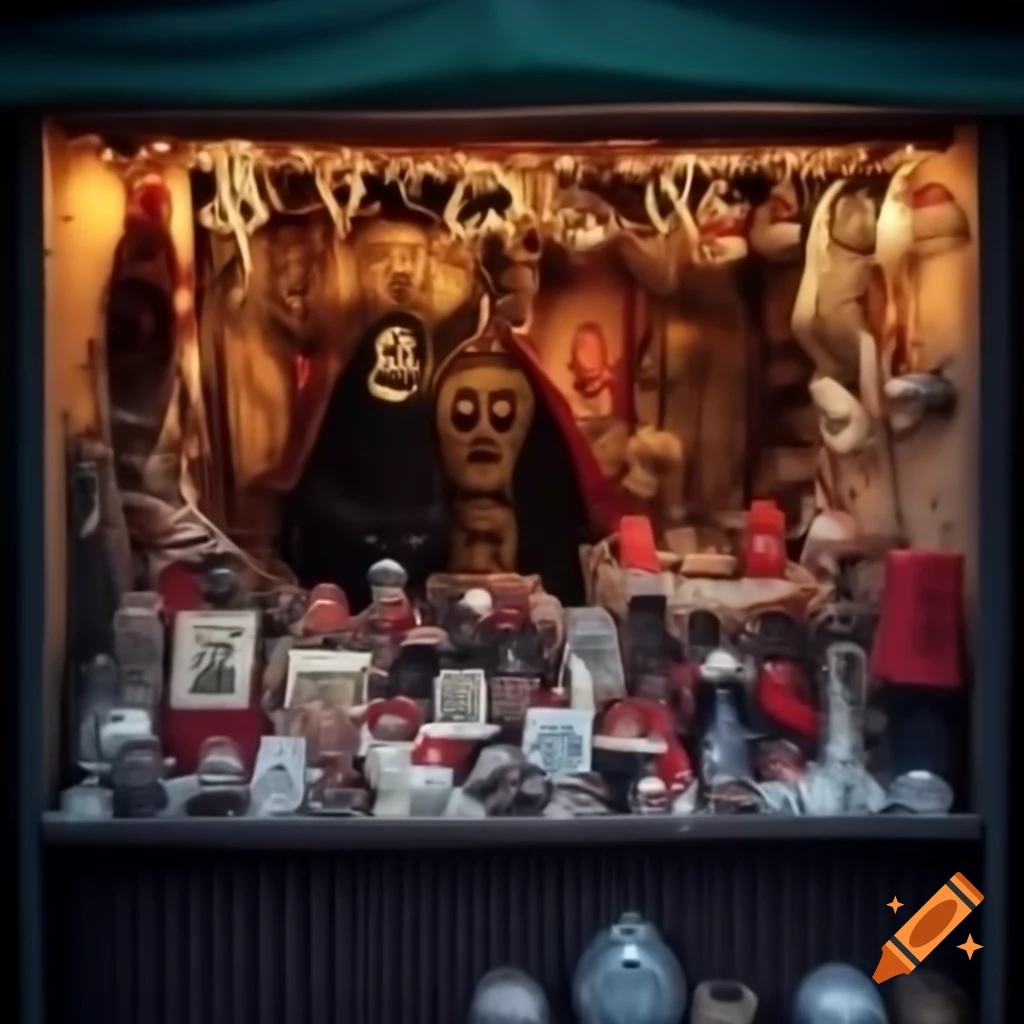 Spooky market stall 'Puesto del Terror' with eerie Christmas-themed ...