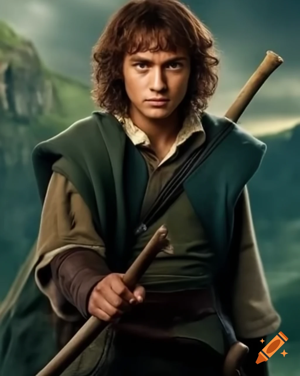 Male hobbit hero character on Craiyon