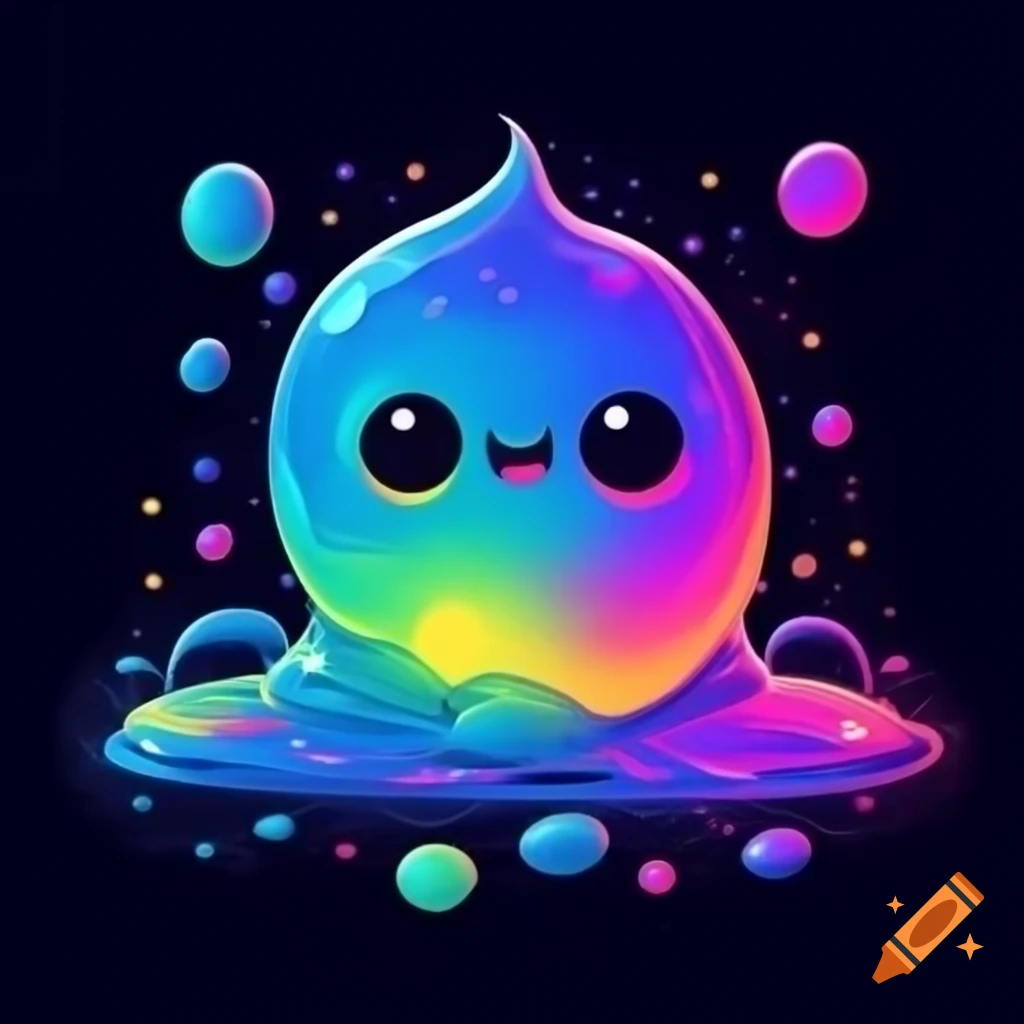 Friendly chromatic humanoid slime character on Craiyon