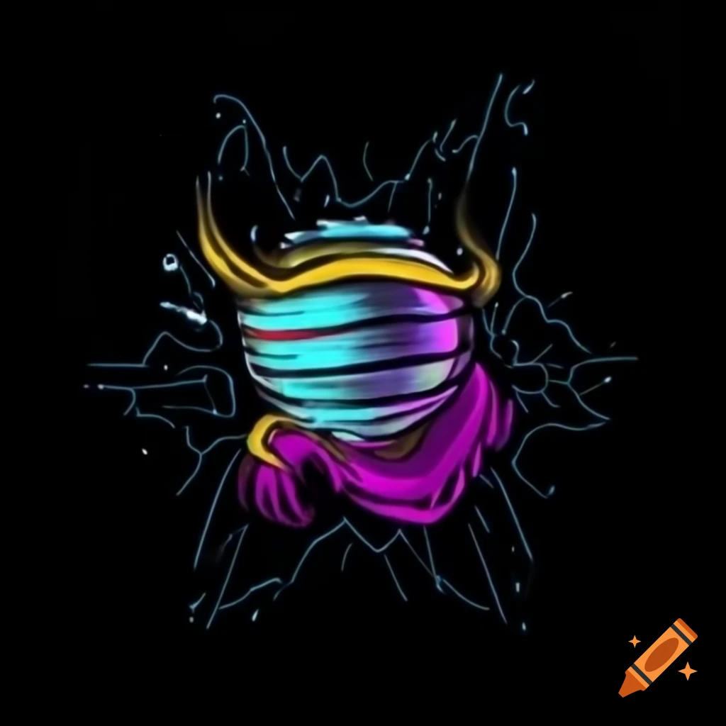 Torn disco ball logo with glitch art effect and vibrant colors on Craiyon