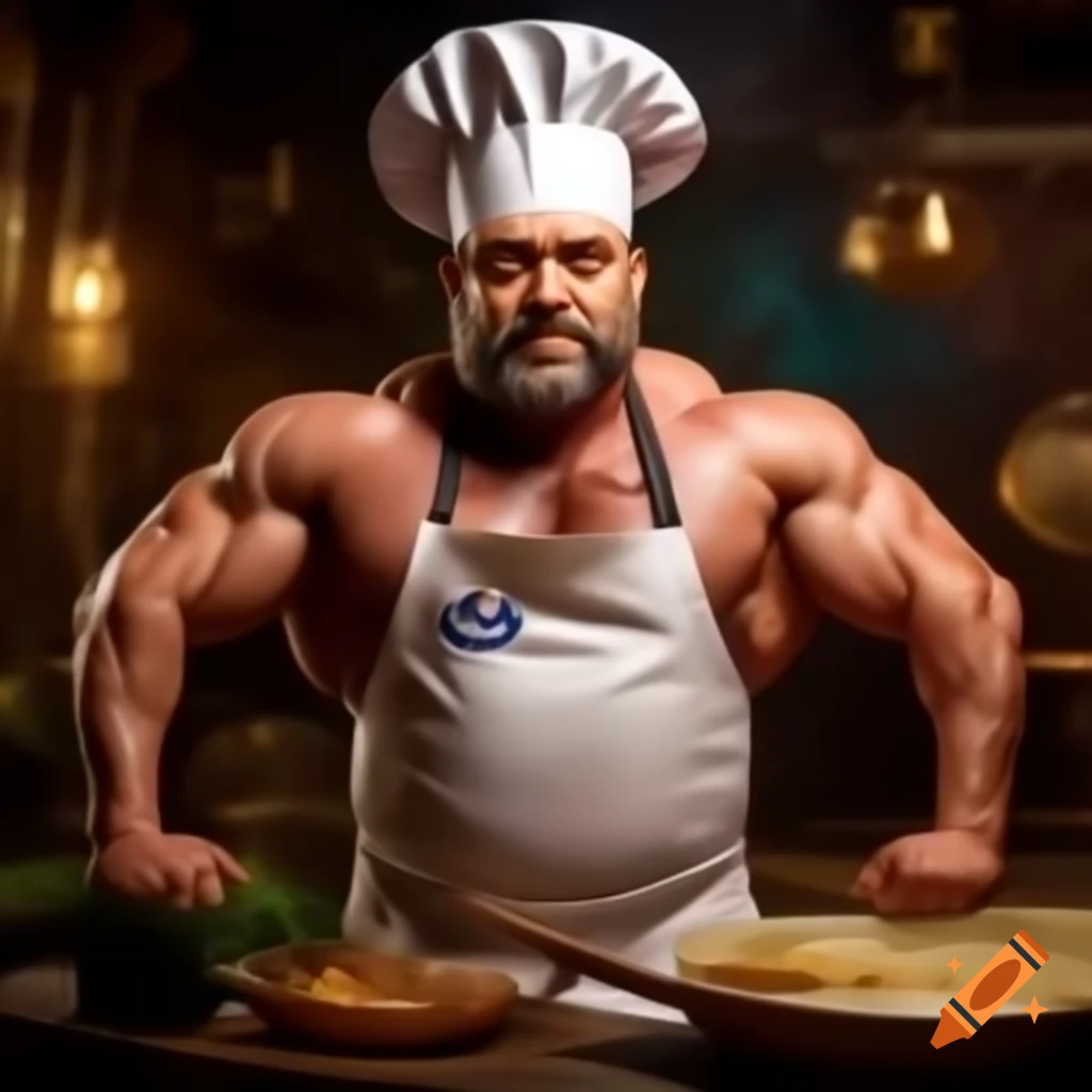 Art of muscular chef resembling Greek god, easy to draw on paper on Craiyon